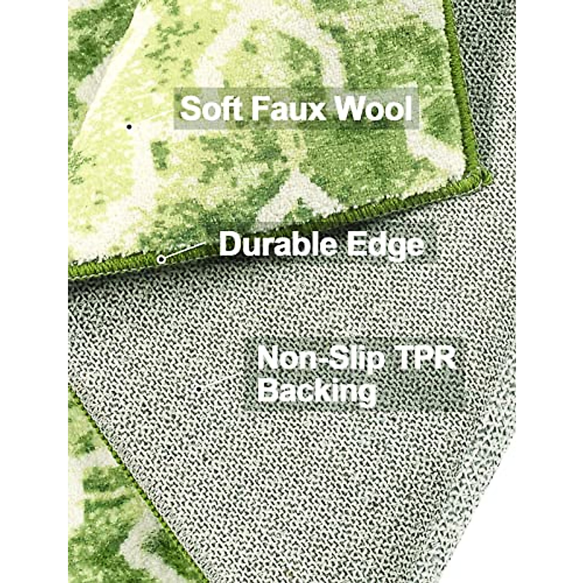 Moroccan Runner Rug,2'X 6' Distressed Washable Area Rug Green Non-Slip Kitchen Mat Faux Wool Low-Pile Floor Carpet for Kitchen Laundry Bedroom Bathroom Living Room