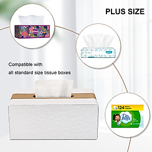 Tissue Box Cover, New PU Leather Kleenex Box Covers Rectangular Tissue Holder for Home/Office/Car Decoration 9.84"X5.59"X4.13" - Light Luxury Peach&White