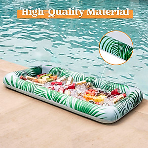 Sloosh 2-Pack Inflatable Serving Bars Cooler - Leaf Pattern Inflatable Cooler Ice Buffet Salad Serving Trays with Drain Plug, Food Drink Cooler for Indoor Outdoor Summer Picnic Pool Beach Luau Party