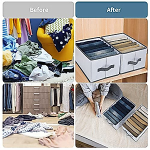 SOLARVALLEY 2Pcs Closet Organizers storage for Clothing,Underwear Drawer Organizer Clothes,Clothes Organizer for Folded Clothes,PP Plate Nylon Mesh Foldable Wardrobe Clothes Organizer(8Grids)