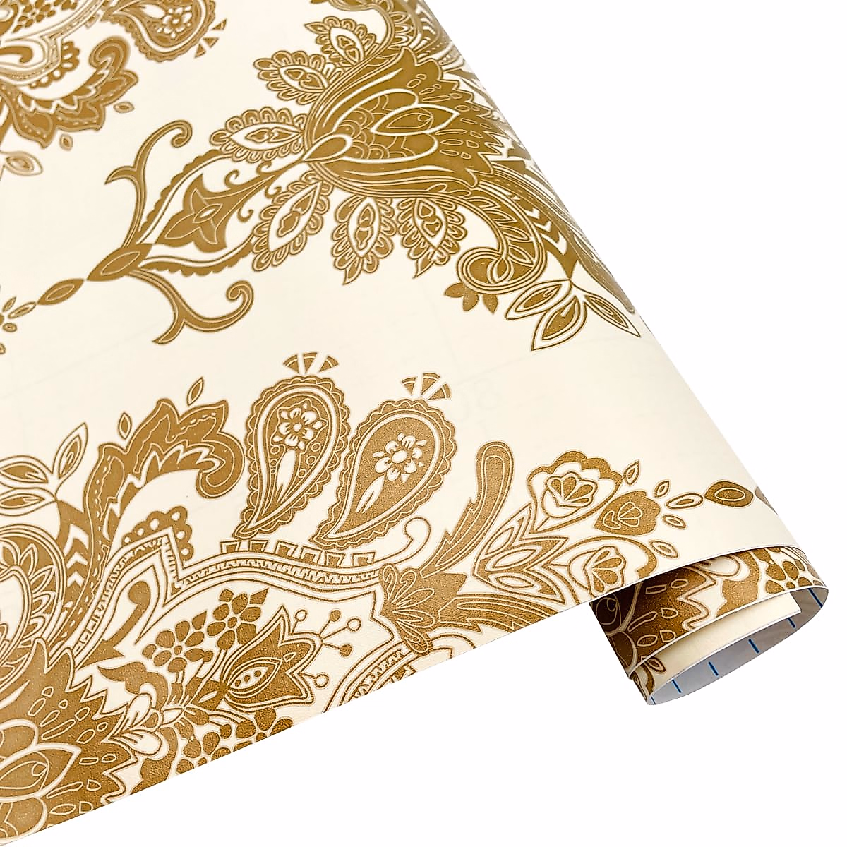 Yifely Luxury Gold Damask Shelving Paper Removable Shelf Liner Adhesive Cabinet Sticker 17.7 Inch by 9.8 Feet