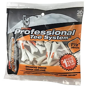 Pride Performance Professional Tee System Plastic Golf Tees (Pack of 30), 1 1/2-Inch