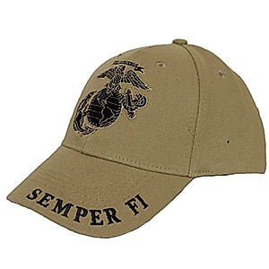 U.S Marine USMC Semper Fi Logo Eagle Embridered Cap Hat Beige