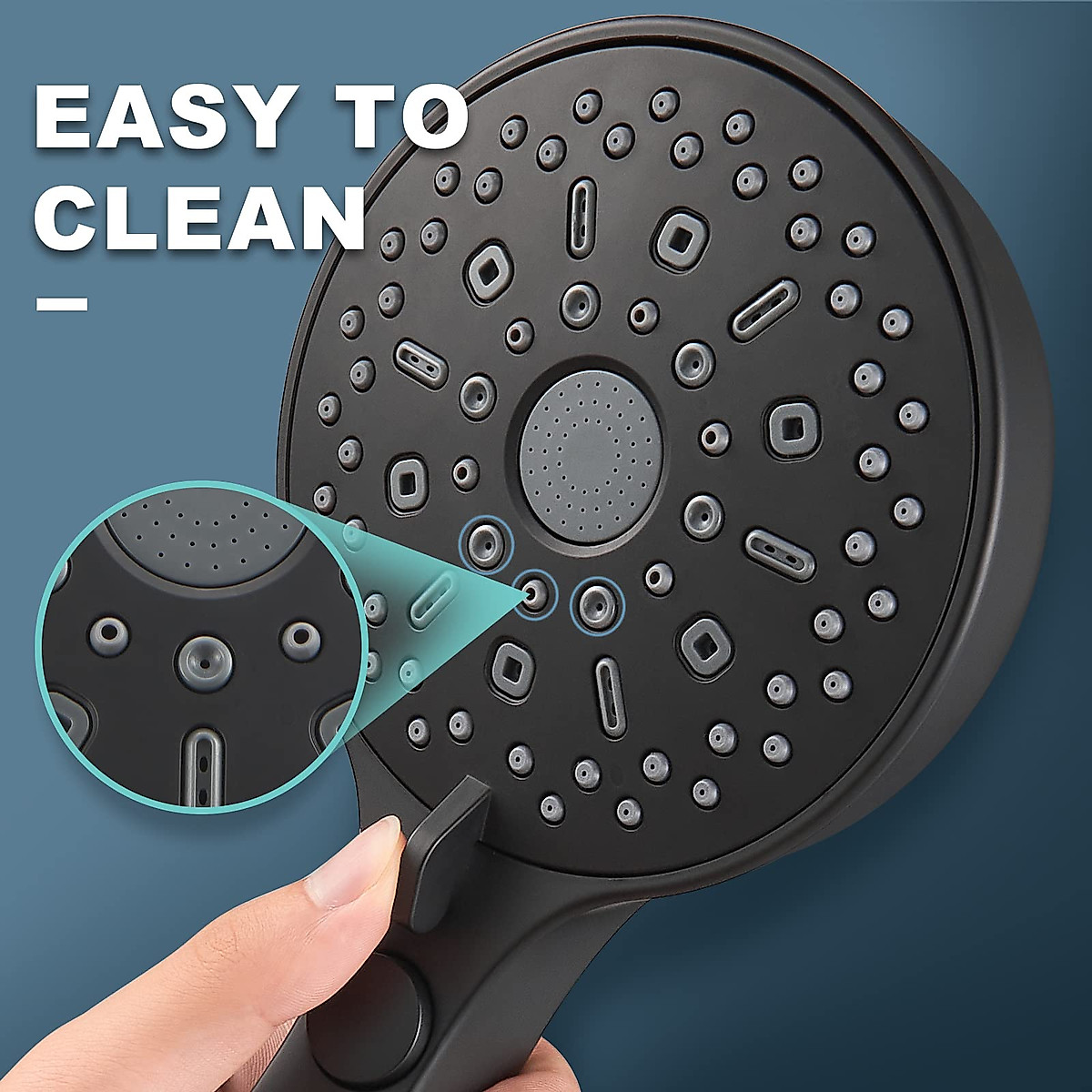 Heemli 12 Functions Shower Head with handheld, Hand held Shower with ON/OFF Pause Switch, High Pressure Shower Head Set with Hose Adjustable Bracket Rubber Washers - Black - U.S. Design Patents