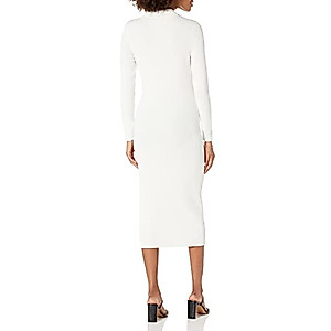 The Drop Women's Chantal Fitted Cutout Rib Midi Sweater Dress, Ivory, S