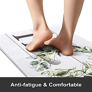 KIMODE Farmhouse Kitchen Mat 2PCS Anti Fatigue Kitchen Rugs Non-Skid Waterproof Kitchen Floor Mat Cushioned Comfort Standing Mat for Office,Laundry,Sink,Home