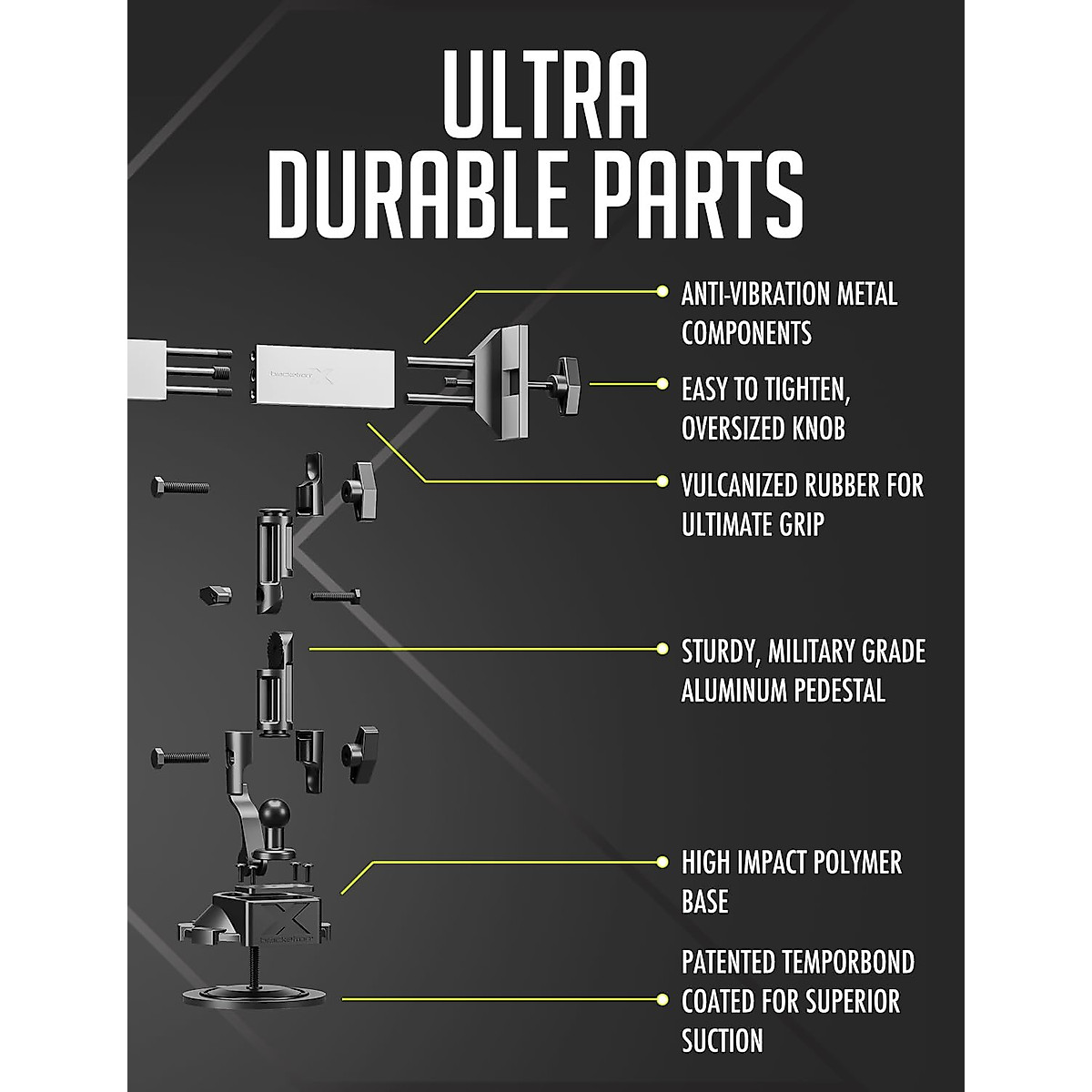 Bracketron HD Tablet Dock PRO Dash and Window Metal Clamp Mount, Universal Tablet Holder for Cars and Trucks, Compatible with Tablets Up to 10 Inches Wide