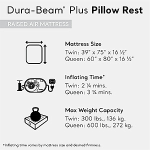 Intex Dura-Beam Standard Series Pillow Rest Raised Airbed w/Built-in Pillow & Internal Electric Pump, Twin
