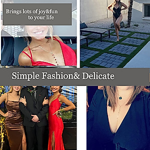 Gold Body Necklace for Women, Sexy Bikini Chain Body Necklace,(Clear Crystal）