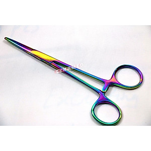 New 5 EA Premium AUTOCLAVABLE Kelly HEMOSTAT Forceps 5.5" Straight Multi Rainbow Color