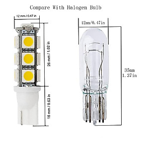 Sago 10 Pack, Wedge T10-T5 1w Bulb 360deg LED Extra bright for Malibu 12v Dc Landscape Light-13 SMD- pure White