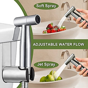 Handheld Bidet Sprayer for Toilet, Stainless Steel Bathroom Personal Hygiene Bidet Sprayer Set, Baby Cloth Diaper Sprayer with Adjustable Water Pressure Control, Perfect for Whole Family Cleaning Use