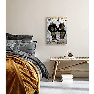 African American Wall Art Black King And Queen Canvas Print Painting Picture Artwork Black Girl Inspirational Quotes Wall Decor For Living Room Bedroom Office Home Decor Framed Ready To Hang 16x24Inch