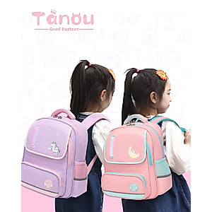 Tanou Kids Backpacks for Girls, 13'' Kindergarten School Backpack, Breathable Bookbags with Reflective Strip for Girl 3-7 Years, Purple Unicorn