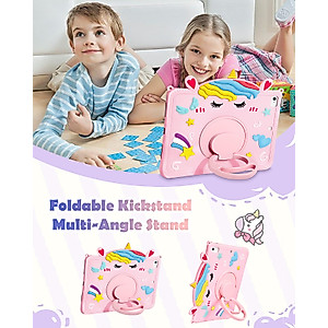 Gurgitat Girls Case for Apple iPad Mini 5/4/3/2/1-7.9 inch Cute Girly Cartoon Unicorn Cases for iPad Mini 5th/4th/3rd/2nd/1st Gen Cover with Pencil Holder Handle Stand Shoulder