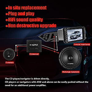 H YANKA HCP-65 6.5 Component Car Speakers, 800 Watt Car Audio Stereo Door Speakers Perfect for Upgrading Any Car Stereo System includes 2 x Midrange Woofers, Tweeters, and Crossovers (Set)