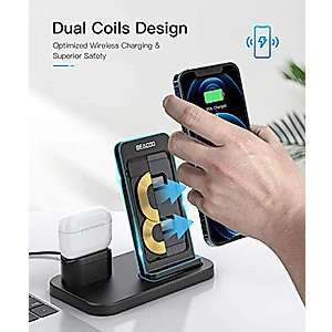BEACOO Angle Adjustable Wireless Charger, 2 in 1 Wireless Charging Station for iPhone and AirPods, Charging Dock for AirPods Pro/2/1, 7.5W Qi Fast Charger for iPhone 14/13/12/11 Pro Max/Xr/XS Max/X