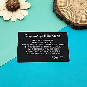 Husband Gift from Wife Engraved Metal Card Gifts for Husband Anniversary Valentines Day Gifts for Him Men Thank You Husband Gifts Wedding Day Gift Inspirational Christmas Card for Husband from Wife