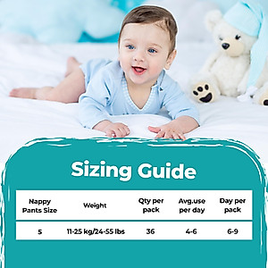 Mum & You Nappychat Premium Performance Eco Diapers, Size 5 (36 Diapers) Smart Tube Technology Leak Protection. 100% Recyclable. Hypoallergenic, Dermatologically-Tested. No Lotion, Perfume or Dyes.