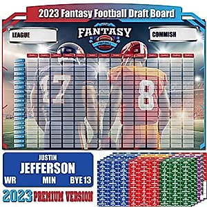 Fantasy Football Draft Board 2023-2024 Kit - Large Set with 576 Player Labels - Premium Color Edition[14 Teams 20 Rounds]