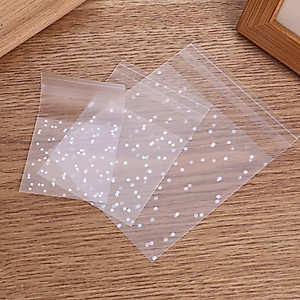Hustar 200 Pcs White Polka Dot Self Sealing Cello Cellophane Bags Bakery Candle Soap Cookies Poly Bags 8x10cm