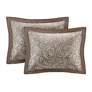 Madison Park Essentials Brystol 24 Piece Room in a Bag Faux Silk Comforter Jacquard Paisley Design Matching Curtains Down Alternative Hypoallergenic All Season Bedding-Set, King (104 in x 92 in), Blue