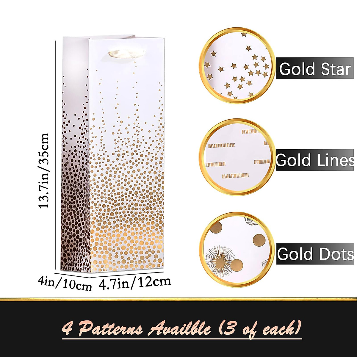 SHIPKEY 12 Pack of Wine Gift Bag, Bags Bulk for Wine Bottles, 13.7” Wine Bottle Bags for Thanksgiving, Halloween, Easter Day, Graduations, Weddings, Christmas, Mother's Day and other Holidays