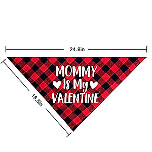Valentine Holiday Dog Bandana, Cat Red Buffalo Bandana for Large Medium Small Pets Puppies (Large)
