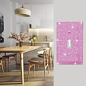 Gaocai 1 Pcs Shiny Silver Pink Rhinestone Wall Plate Cover 1 Gang Decorative Light Switch Cover Rhinestones Switch Covers