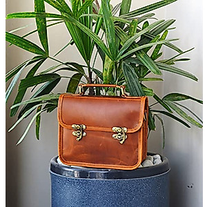 Jony Vintage Handmade Genuine Leather Purse For Women's Shoulder Messenger Crossbody Bag, Brown (9" L x 7" H x 3" W)