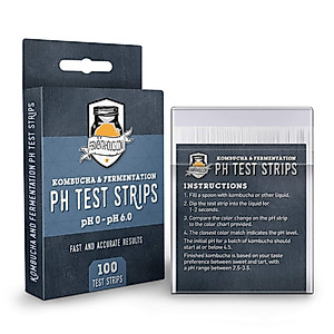 Kombucha pH Test Strips - pH Range 0-6 | 100 Test Sticks | Instant Read | Food Service, Brewing and Fermentation Test Strips