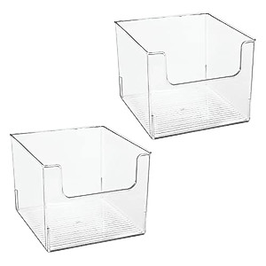 mDesign Plastic Home Storage Organizer Bin for Cube Furniture Shelving in Office, Entryway, Closet, Cabinet, Bedroom, Laundry Room, Nursery, Kids Toy Room - Open Front - 2 Pack - Clear