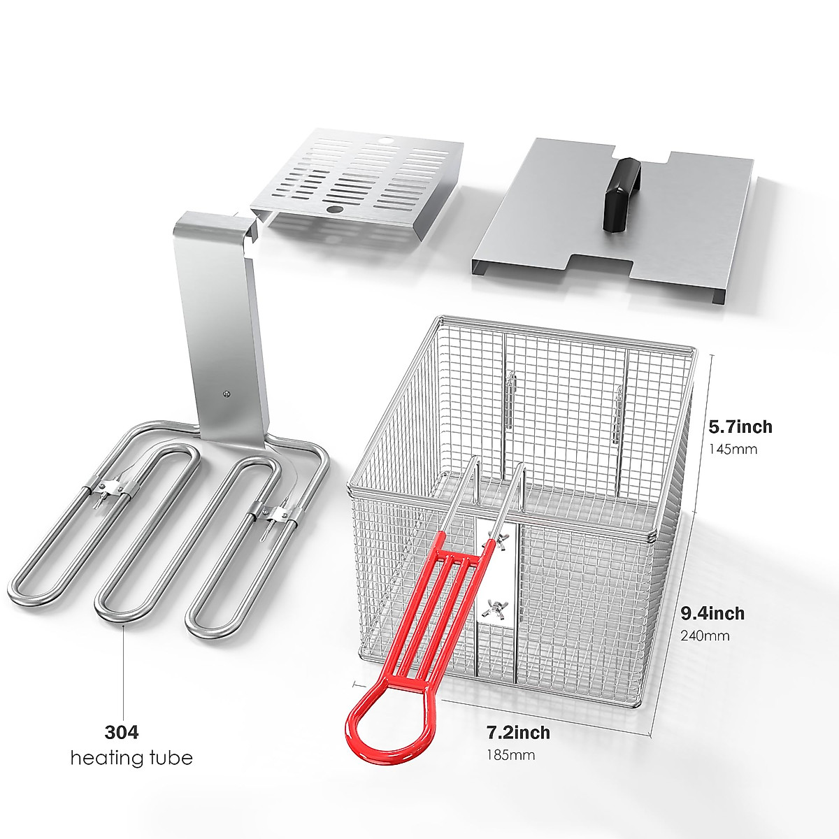 EGGKITPO Deep Fryer 12L Large Electric Fryer with Oil Drain and Timer Deep Fryer with Basket and Lid Stainless Steel Countertop Fryer Commercial Fryer for Restaurant and Home Kitchen 120V 1750W