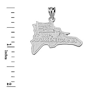 Republica Dominicana Map Charm Pendant in Sterling Silver