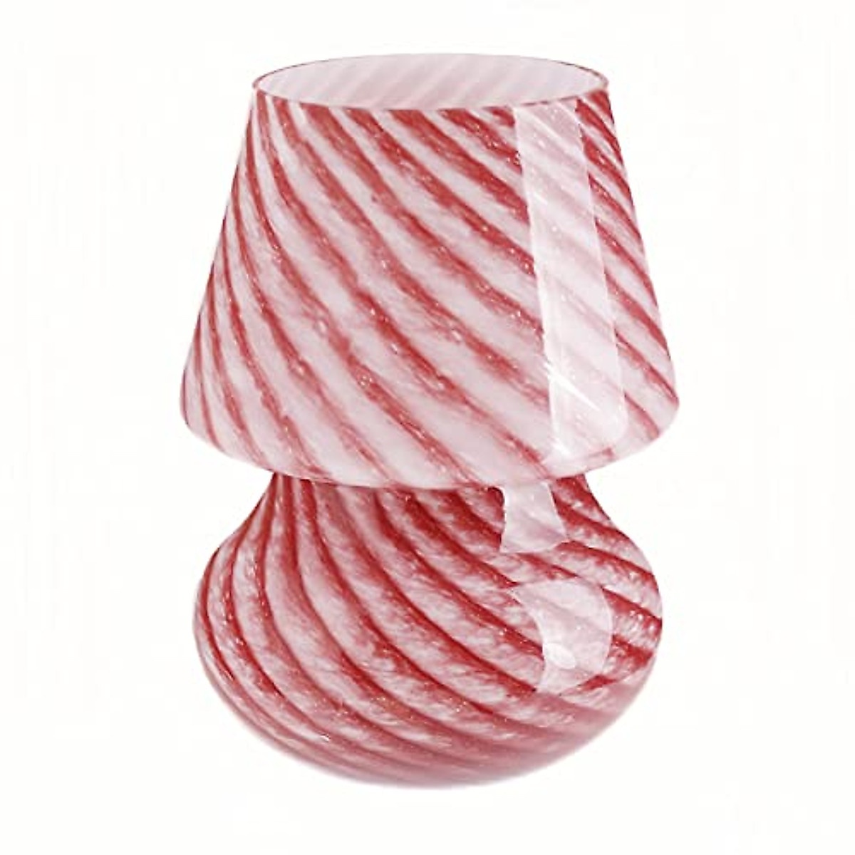 MKolour Mushroom Bedside Table Lamps - Glass LED Bedside Night Lamps, Vintage Small Table Lamps for Bedroom,Living Room,Nightstand,Study (Red Twill)