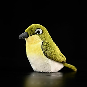 Realistic Bird Plush, Dark Green White-Eye Bird Stuffed Animal, Soft Hummingbird Stuffed Animals Plushie Pillows Home Decor 5.5''