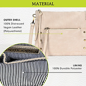 Antik Kraft The Savannah Crossbody Shoulder Bag - Bone | Vegan leather Crossbody Shoulder Bag | Shoulder Bag with removable crossbody strap 53-63 cm | 11in x 1.5in x 8.5in |