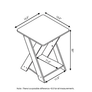 FURINNO Modern Simplistic Criss-Crossed End Table, French Oak Grey