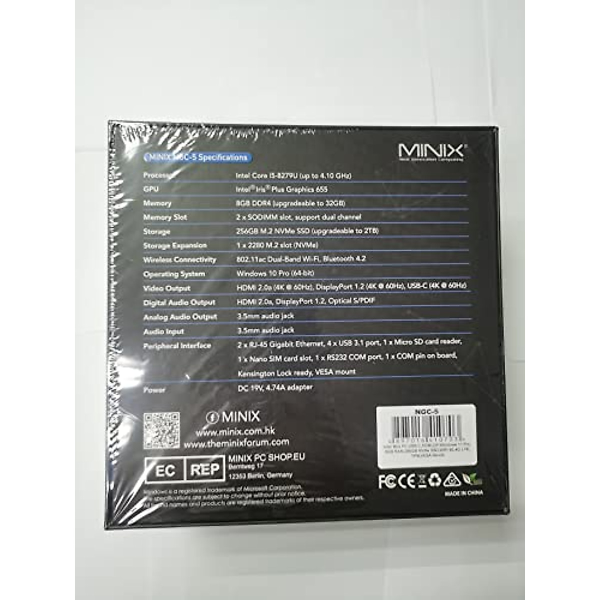 MINIX NGC-5, Intel i5-8279U Mini PC 8GB/256GB M.2 NVMe SSD, Triple 4K @ 60Hz Display/HDMI 2.0/ USB-C/DP/2xGigabit Ethernet/4USB 3.1. Support 4G LTE, SSD (SATA), Auto Power On