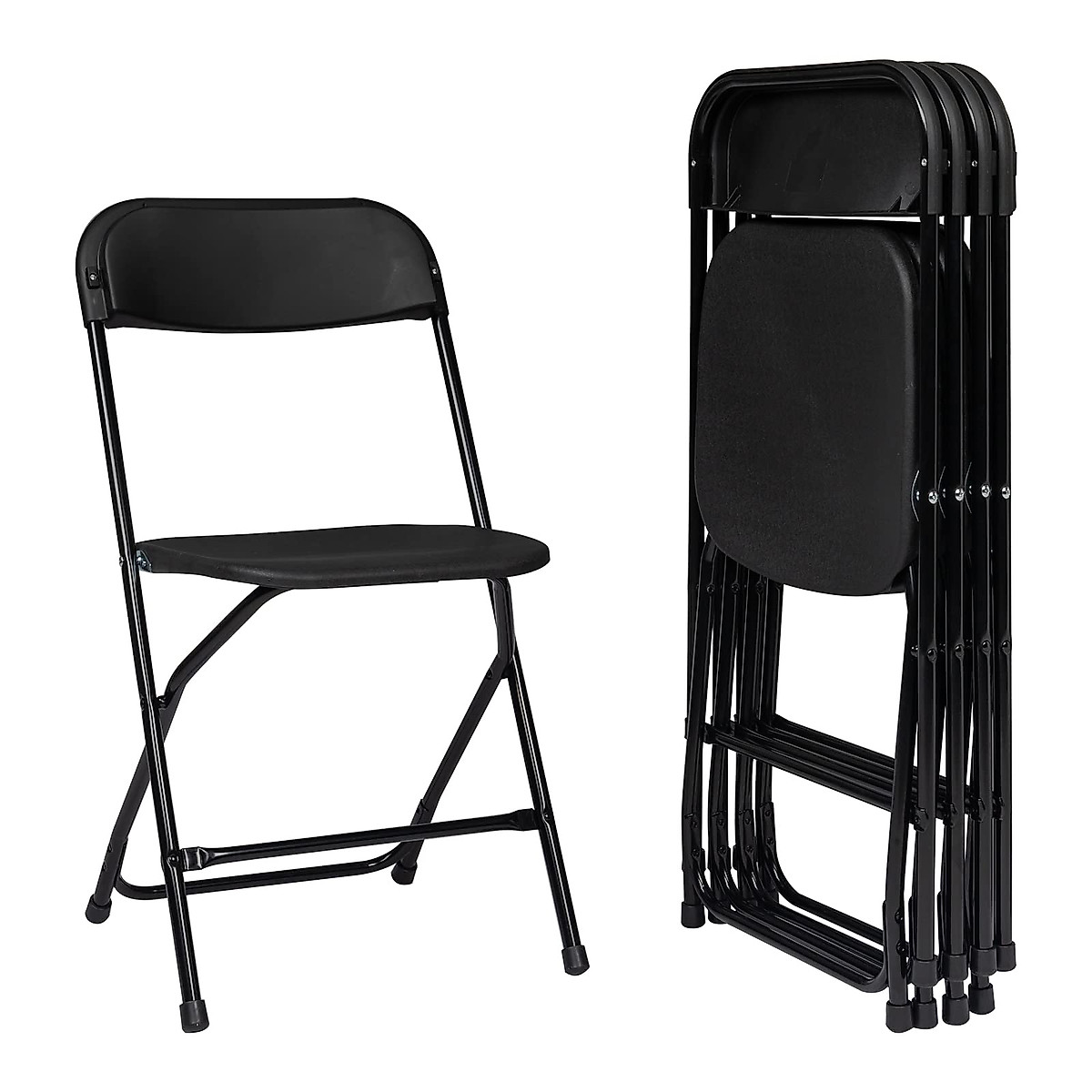 Imseigo 10 Pack Black Plastic Folding Chair, Indoor Outdoor Portable Stackable Commercial Seat with Steel Frame,350lb. Capacity for Events Office Wedding Party Picnic Kitchen Dining (10 Pack, Black)