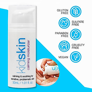 Kidskin Calming Moisturizer, Facial Moisturizing Lotion for Kids 8 and Up, Moisturizer for Dry Skin and All Skin Types, Kids Lotion with White Tea Extract, Gentle Skin Moisturizer, 30 ml