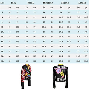 LC WANCHENG GLOBAL TRADE Women's graffiti black sexy motorcycle jacket cartoon print short punk leather jacket (Black, 4XL)