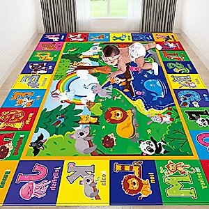 LTKOUGFAM Kids Play Rug for Baby Floor Mats for Kids Baby Play Mat ABC Educational Rug for Kids Room Non Slip Area Rug, Kids Rugs for Playroom Classroom (78.7X59 INCH)