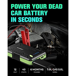 YuanKanJu Sudopo Portable Car Jump Starter 1000A Battery Booster, VIDOKA 12V Jump Starter (Gas Engines up to 7.0L, Diesel up to 5.5L) with Smart Clamp Cables, USB Quick Charge, LED Flashlight