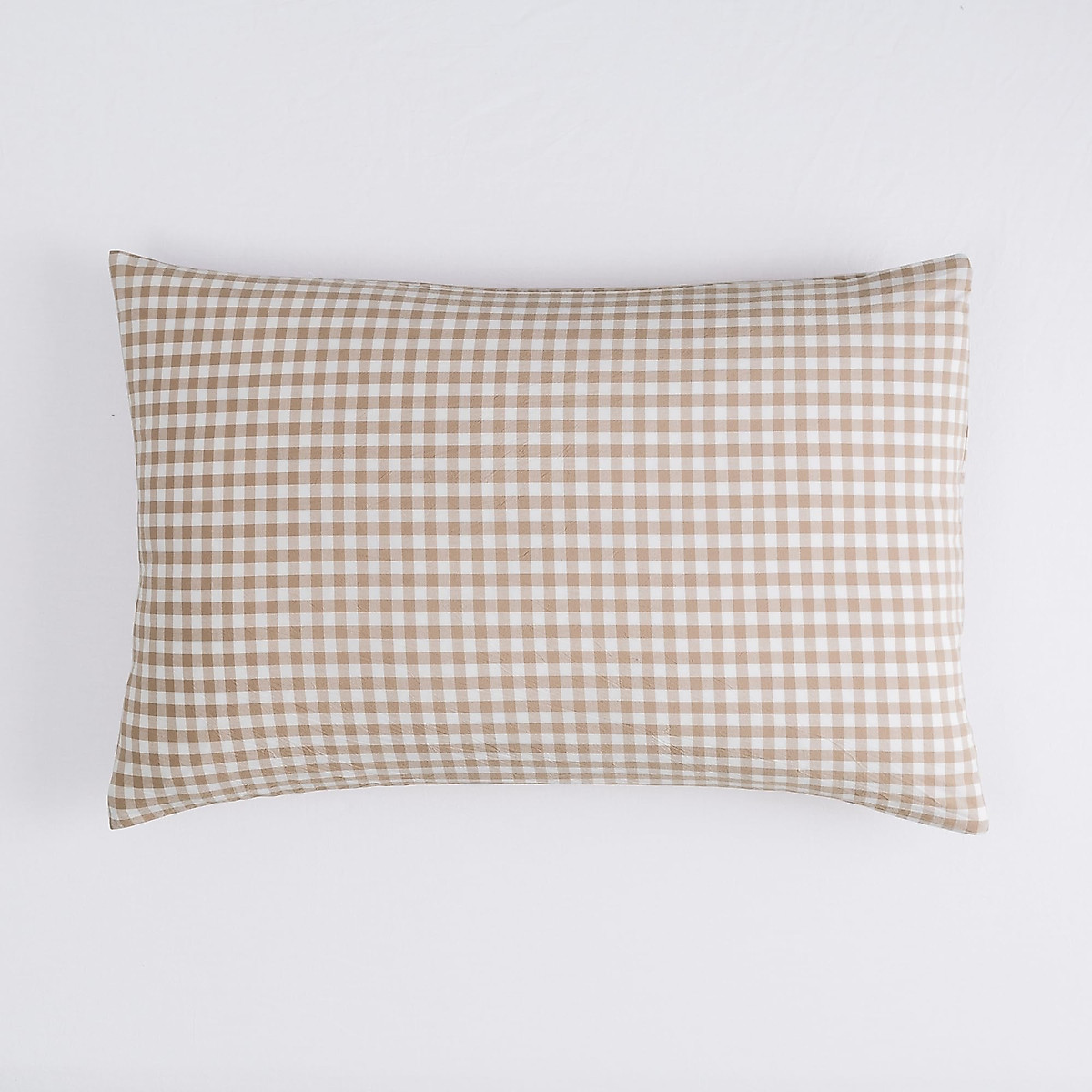 SUSYBAO Tan Gingham Duvet Cover King 100% Washed Cotton Beige Plaid Duvet Cover Set 3 Pieces 1 Checkered Grid Duvet Cover with Zipper Ties 2 Pillowcases Vintage Luxury Soft Gingham Bedding Set Durable