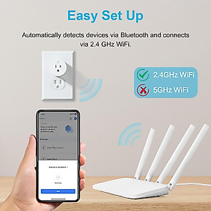 EIGHTREE Smart Plug, Smart Home WiFi Outlet Compatible with Alexa & Google Home, Smart Socket with Remote Control & Timer Function, 2.4GHz WiFi Only