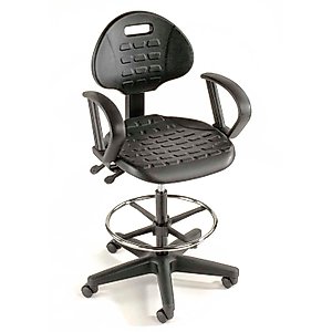 GLOBAL INDUSTRIAL 5-Way Adjustable Ergonomic Stool with Loop Armrests Black
