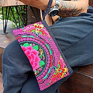 Sabai Jai - Smartphone Wristlet Bag - Handmade Embroidered Boho Clutch Wallets Purses