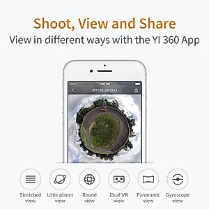 YI 360 VR Camera Dual-Lens 5.7K HI Resolution Panoramic Camera with Electronic Image Stabilization, 4K in-Camera Stitching