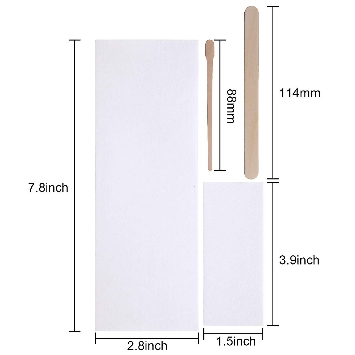 Yaomiao 400 Pieces Wax Strips Sticks Kit, Non-Woven Waxing Strips Hair Removal Strip with Wax Applicator Stick for Body Skin Facial Hair Removal Tools